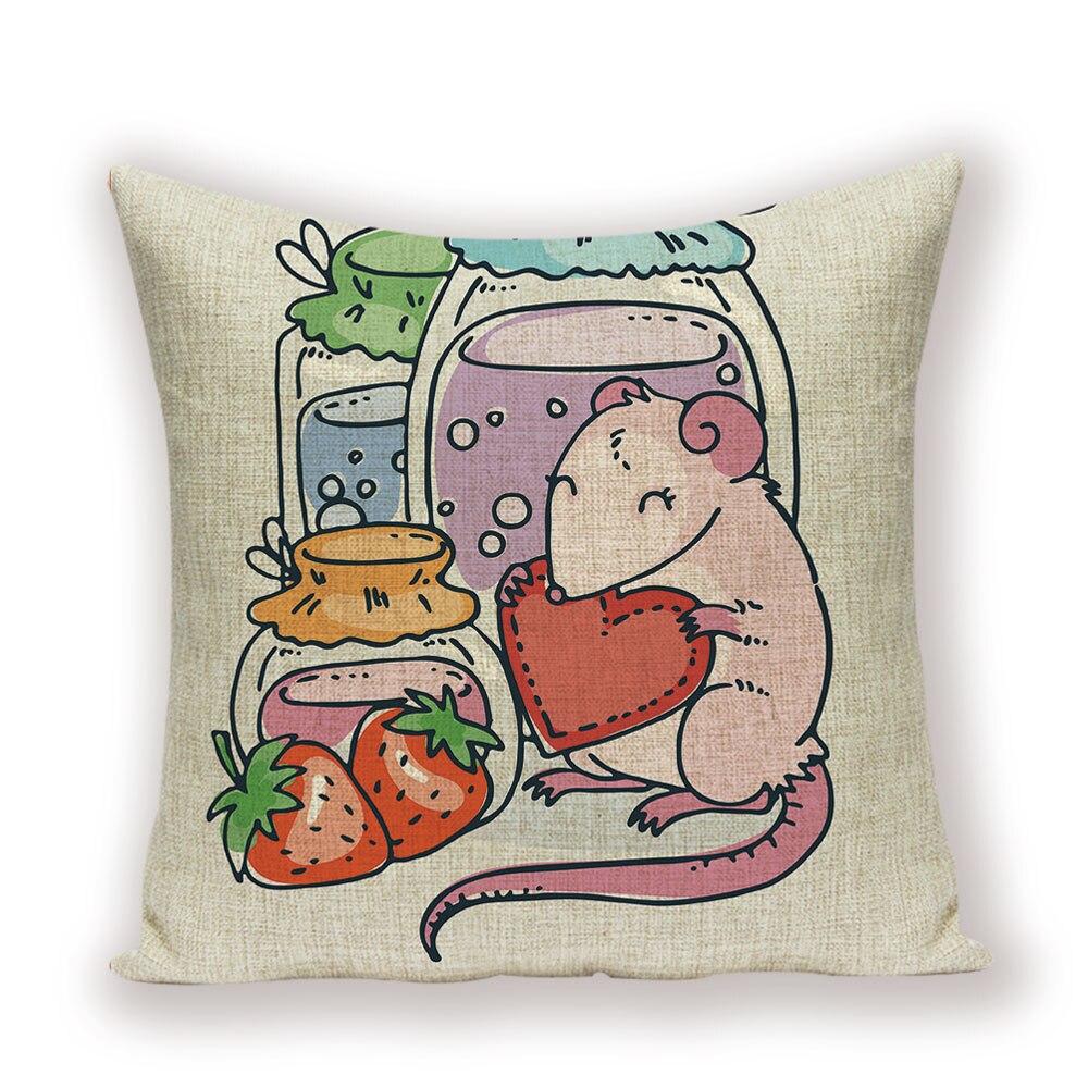 Cartoon Animal Pillow Case Squirrel Mouse Cushion Cover 2020 Year of ...