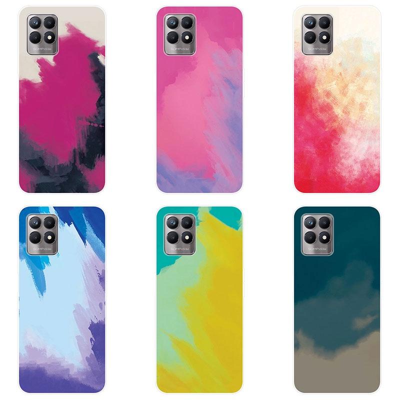 Buy Realme 8i Case Soft TPU Watercolor Gradient Back Phone Cover Realme ...