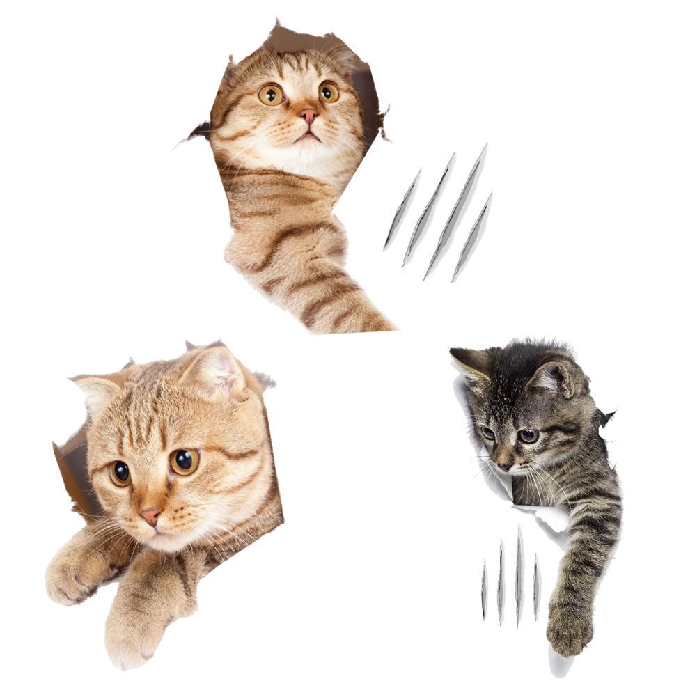 Buy 3D Cat Wall Sticker PVC Self-Adhesive Waterproof Bathroom Toilet ...