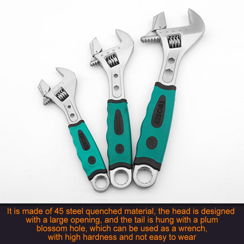 Multi-function Adjustable Wrench Universal Spanner Key Nut Wrench 8" 10 ...