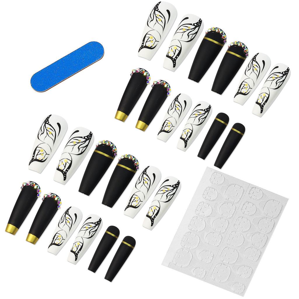 Buy (orchis)24Pcs Butterfly Leopard Nails Scrub Nails French Nails ...