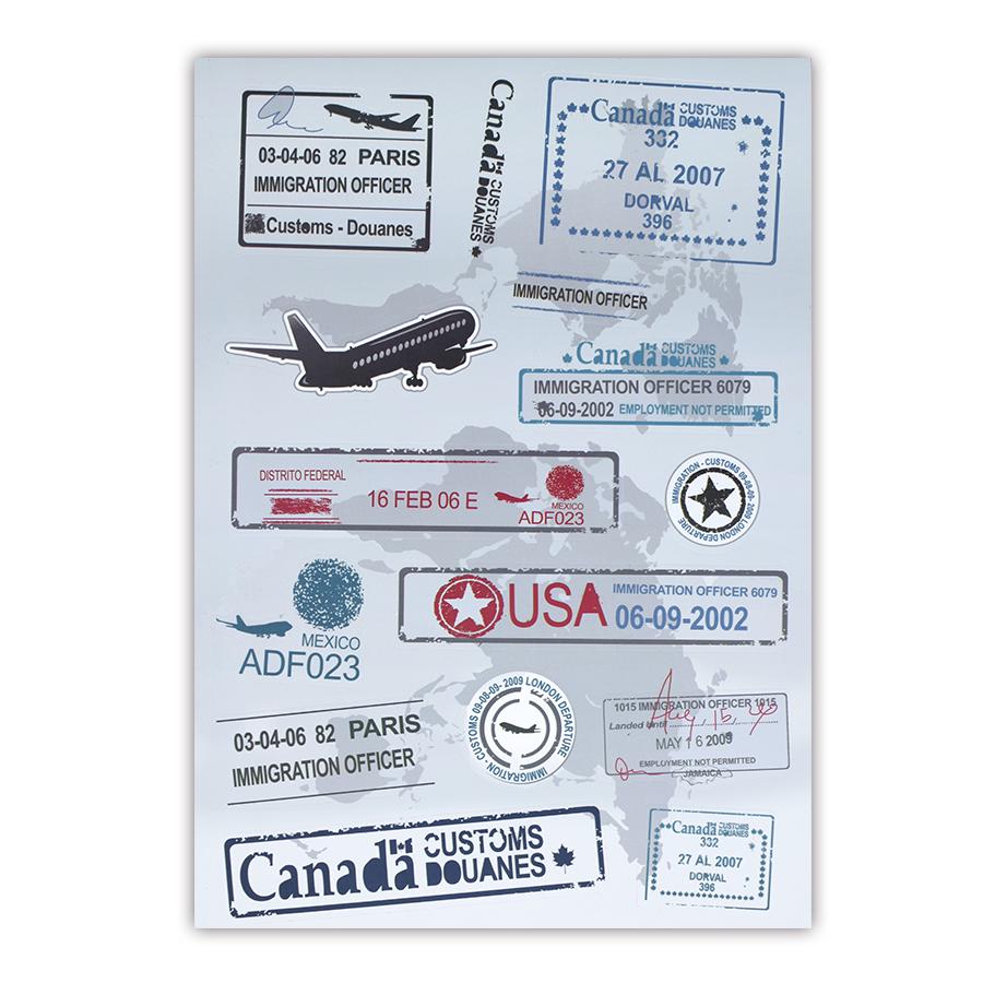 1 ADET Visa Postmark Mat Sticker Graffiti Su Geçirmez Seyahat Dünya ...