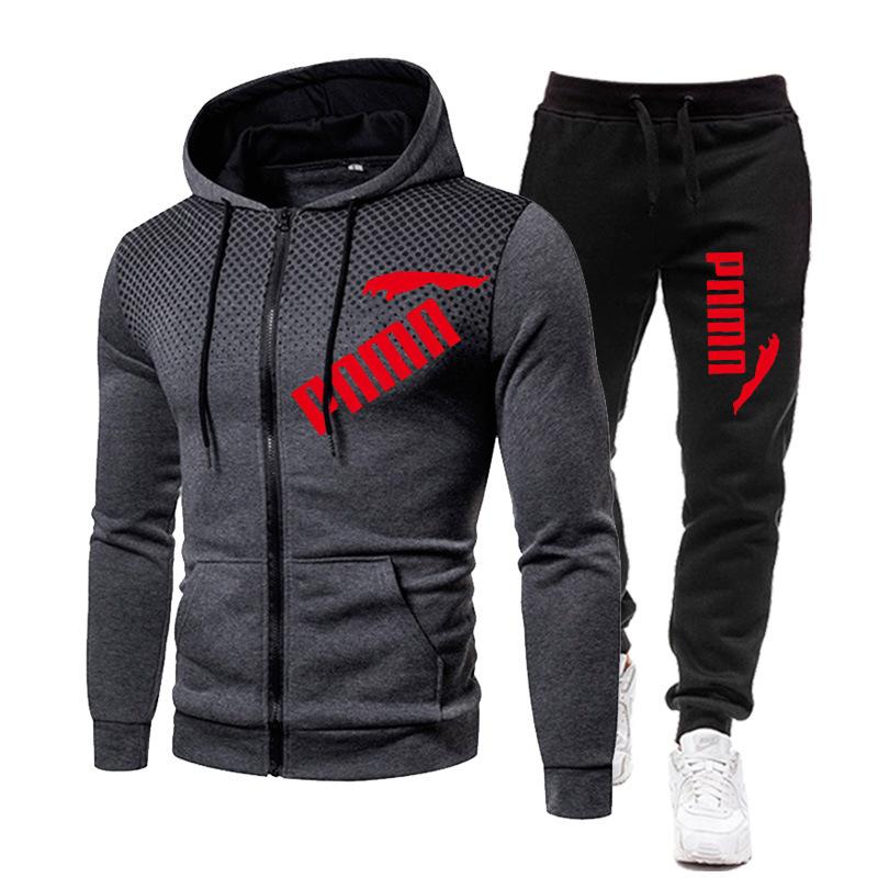 Buy Sportswear Autumn 2 Piece Sets Sports Suit Men Jacket+Pant ...