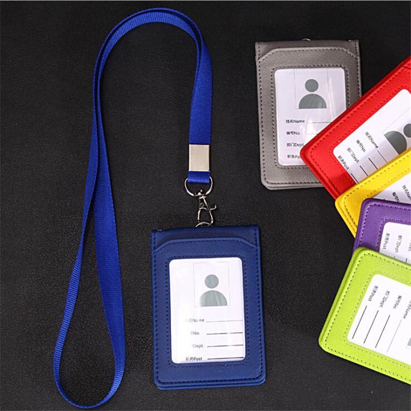 Buy PU Leather Card Bus Pass Student ID Card Access Card Holder With ...