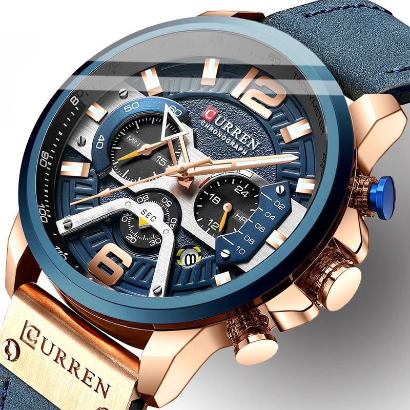 Buy CURREN Men Leather Sport Watches Men's Army Military Watch Male ...
