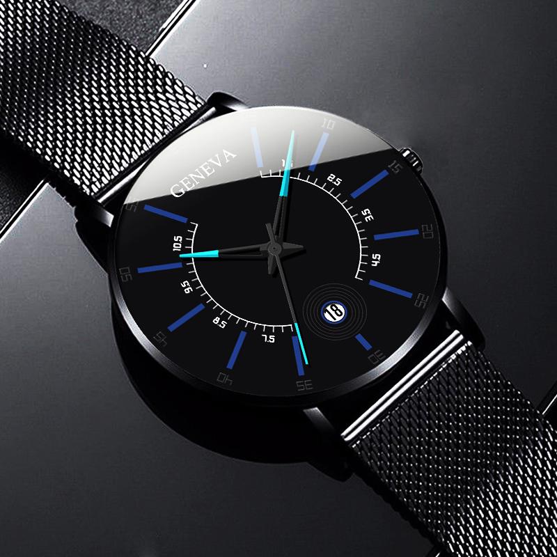 Classic Geneva Men's Watch Luxury Stainless Steel Men's Quartz Watch ...