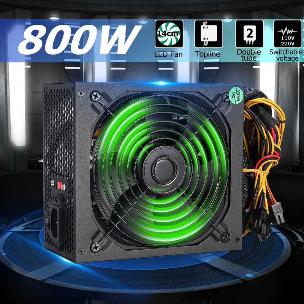 800W Computer Power Supply Modular PC 24Pin SATA 6Pin 8Pin LED Fan ...