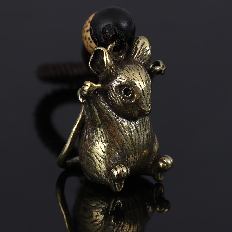 Buy 1Pc Zodiac Animals Rat Statue Key Chain Rings Pendants Metal Copper ...