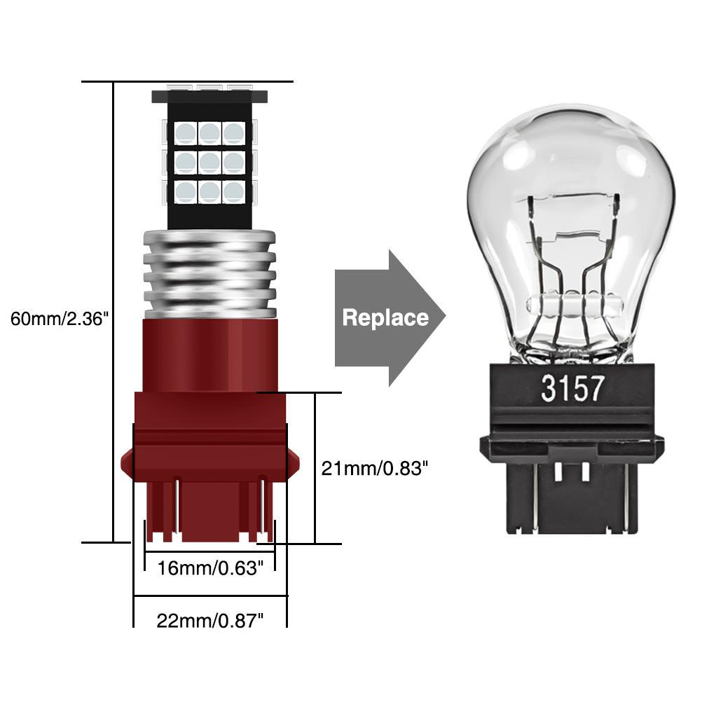 2Pcs T25 LED 3157 3057 3056 p27 / 7w Bombillas LED 30 SMD Bombilla LED Coche Luces de freno ...