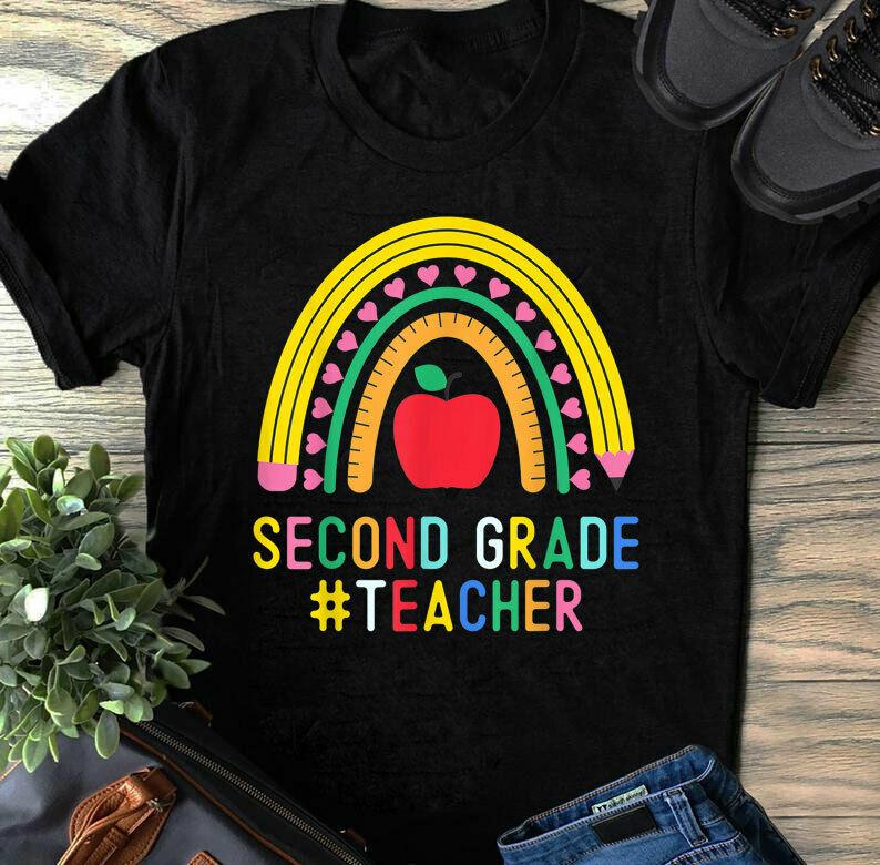 💰Koop Rainbow 2Nd Grade Teacher Second Grade Squad Back Print Women'S ...
