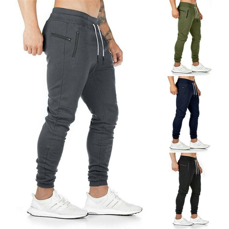 Casual Sports Bottoms Plain Fitness Gym Long Pants Sweatpants Mens ...
