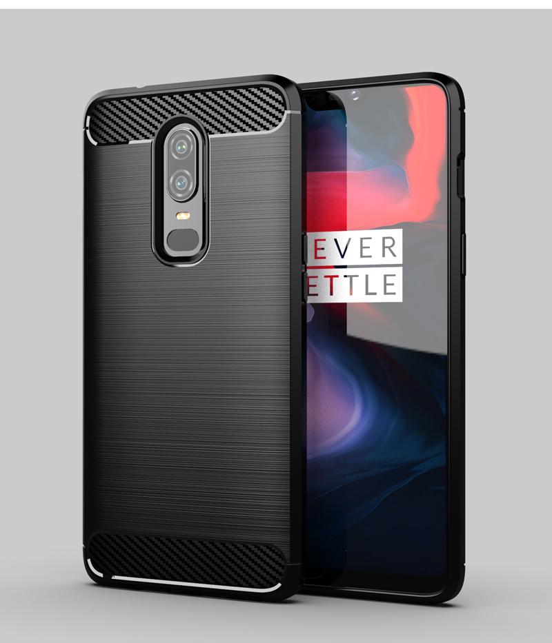 Cheap OnePlus 6 Case OnePlus6 Armor Carbon Fiber TPU Soft Silicone Back ...
