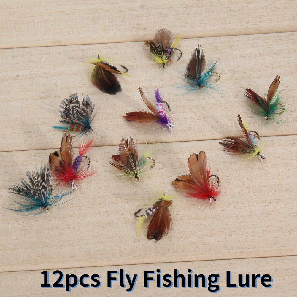 Buy 12pcs/lot Fly Fishing Lure Bait Feather Single Hook Carp Fish at ...