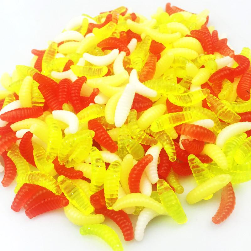 Buy 50 Pcs Silicone Bait Maggot Soft Bait Minnows Smeared with Red Worm ...