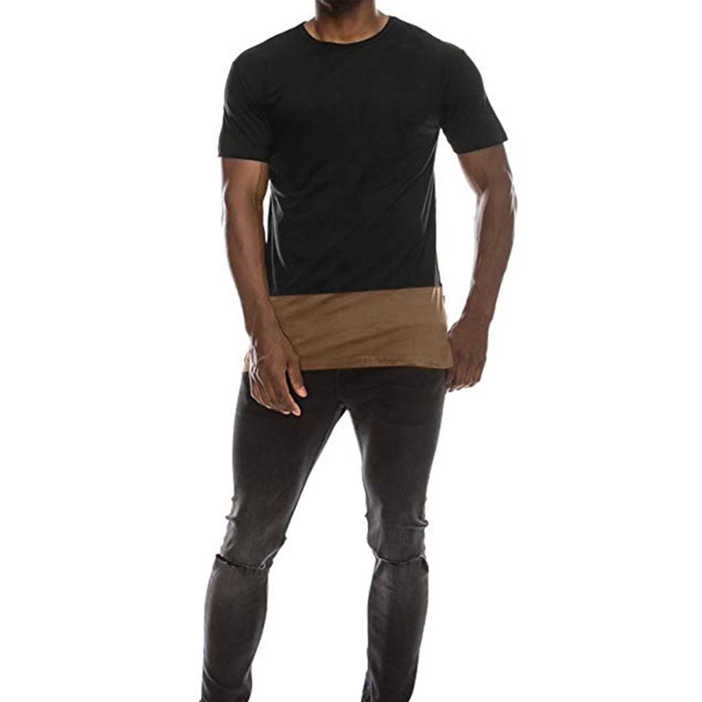 Buy Mens Summer Hipster Hip Hop Solid Patchwork Hemline Split Side T ...