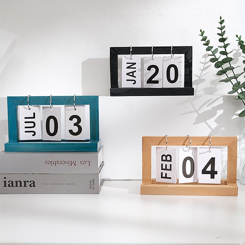 Buy Wooden Page Turning Desk Calendar Creative Simple Standing Calendar ...