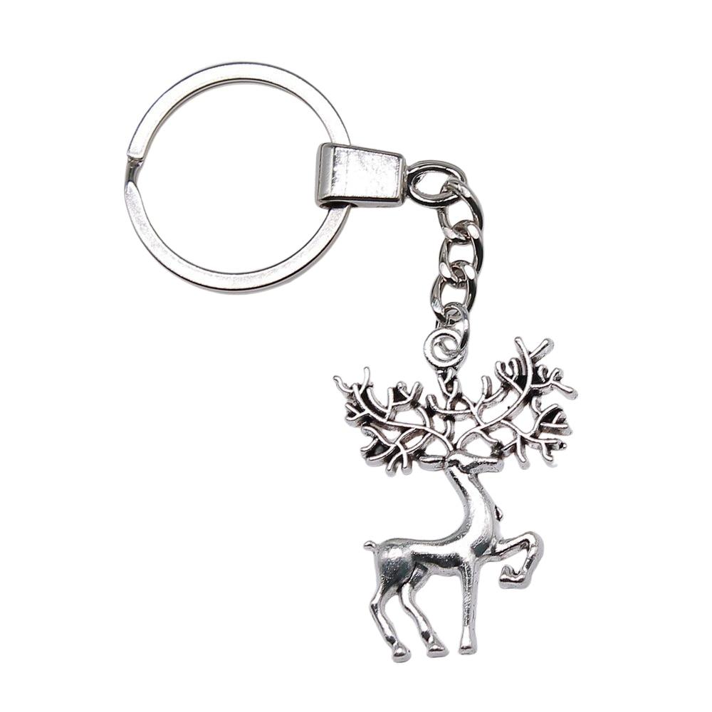 Satın alın 1 piece Elk Deer Charms Key Chains Antique Silver Color Zinc ...