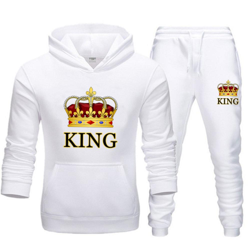 Buy 2022 Fashion Lover Couple Sportwear Set Crown KING QUEEN Print ...