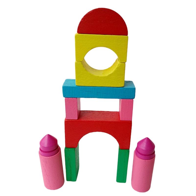 Multicolor Wooden Trumpet Castle Building Block Geometry Shape Color ...