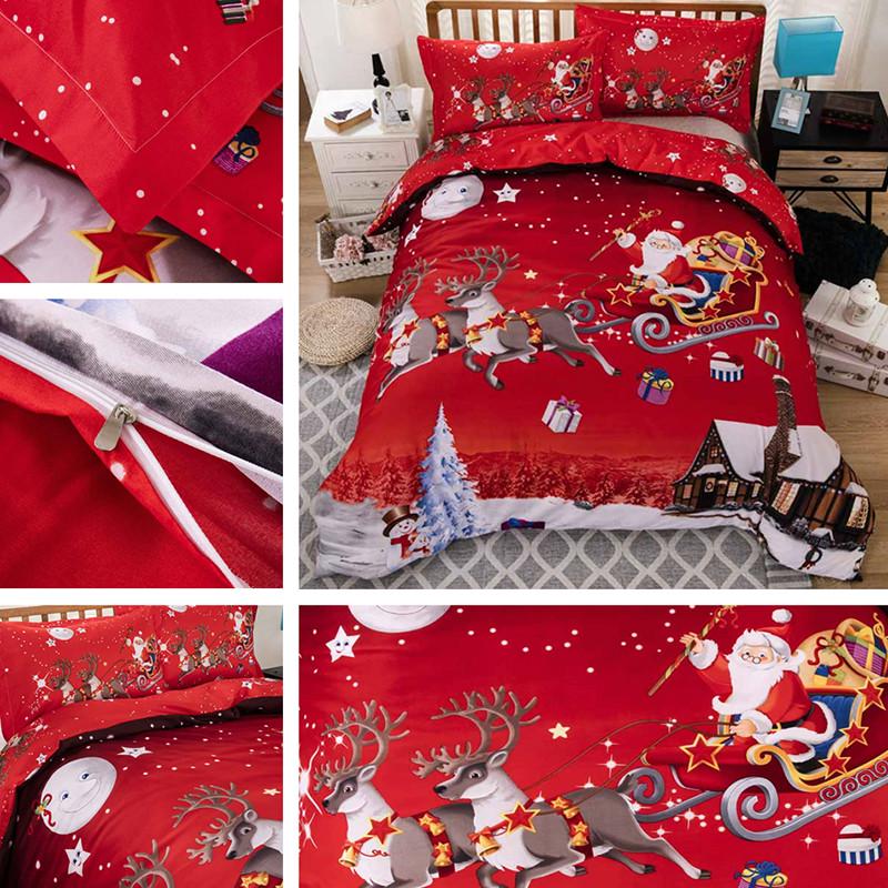 Buy 2 / 3pcs 3D Cartoon Santa Claus Bedroom Bedding Quilt Cover Sheets ...