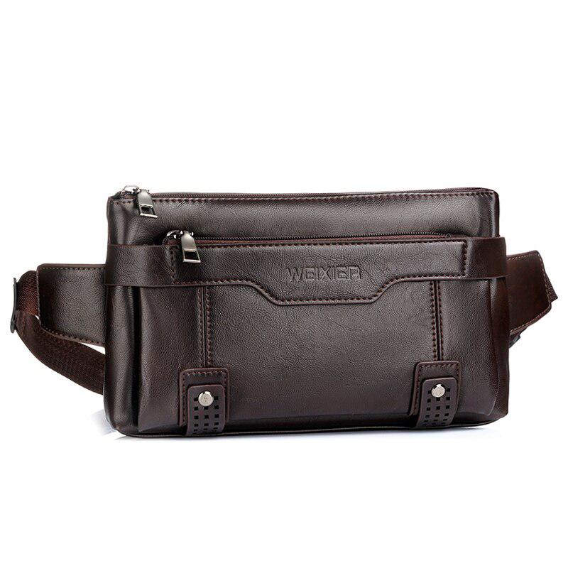 Buy Solid Color PU Leather Waist Packs Men's Multifunction Waist Bags ...
