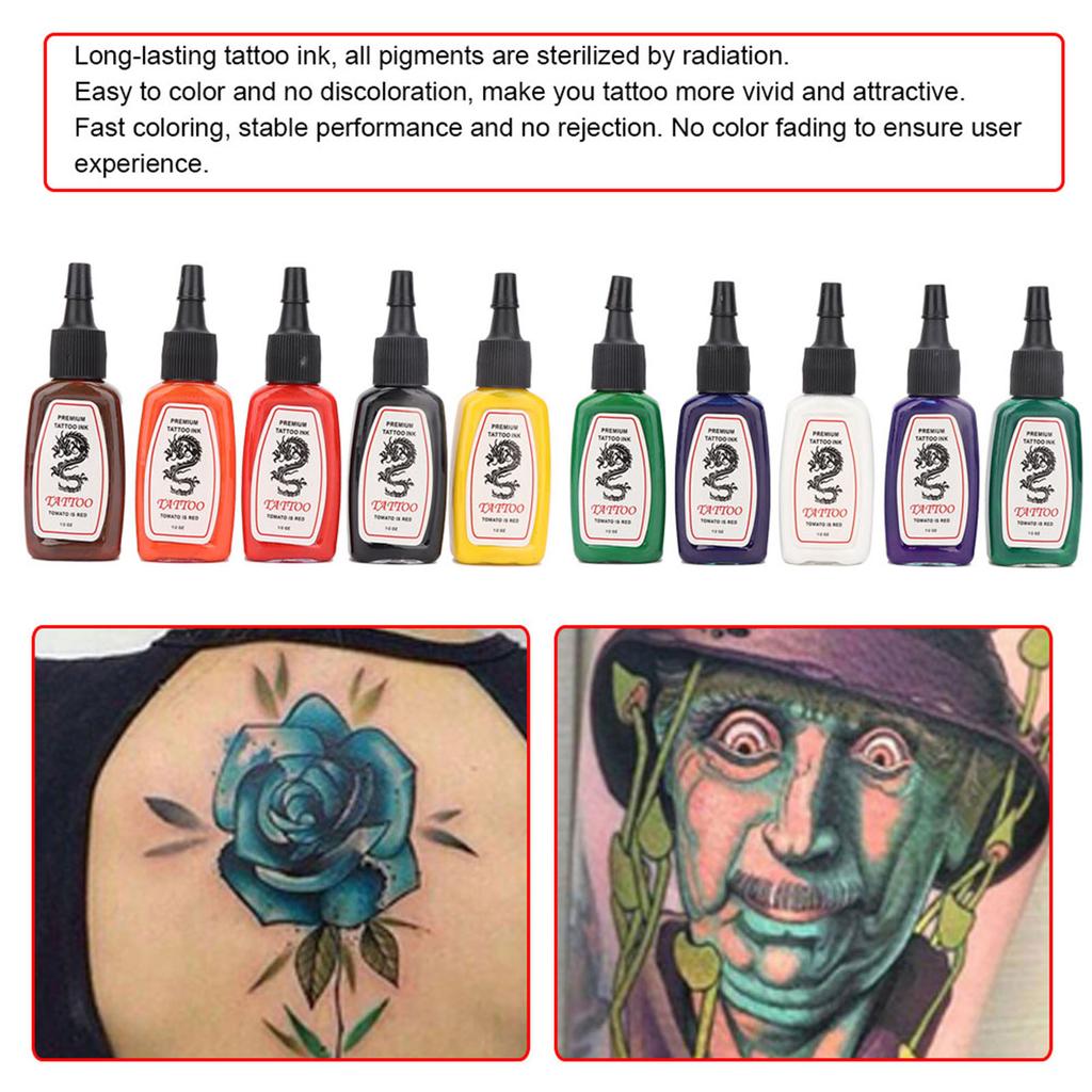 Buy 10 Colors Semi-permanent Tattoo Inks Set Longlasting Eyeliner ...