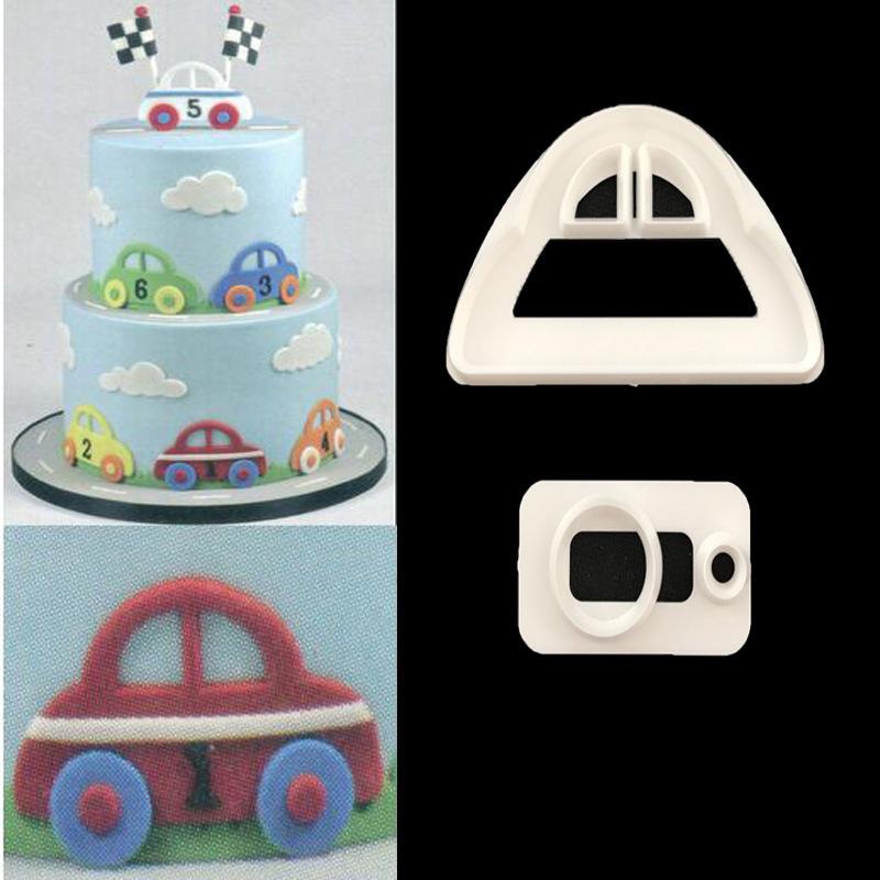 Buy 2Pcs/Set DIY Car Food Grade Plastic Fondant Cutter Cake Mold ...