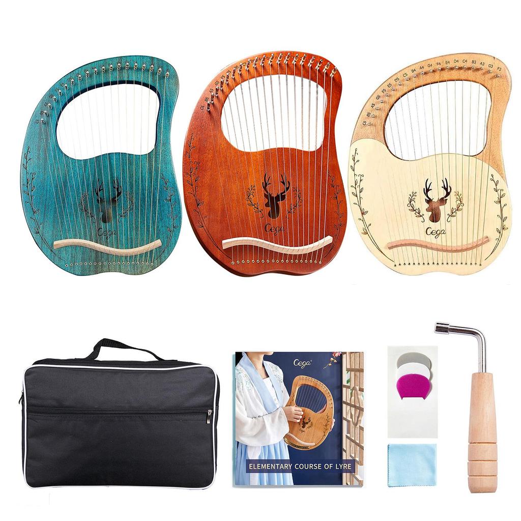 Buy Lyre Harp 19 Metal Strings Compact Mahogany Lyra with B at ...