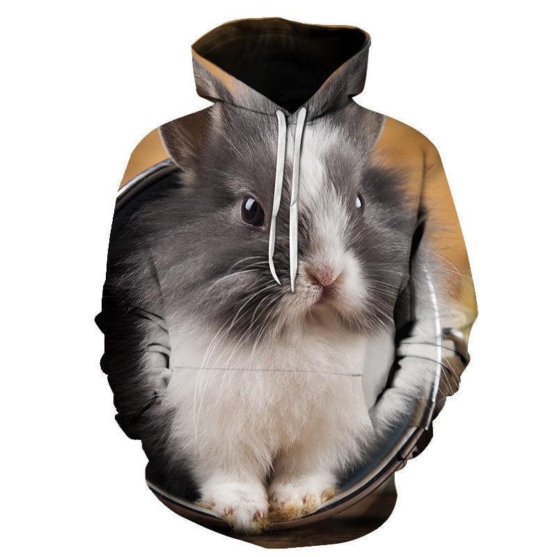 2021 3D Printed Rabbit Hommes 'S Femmes Plus Taille Sweat à capuche ...