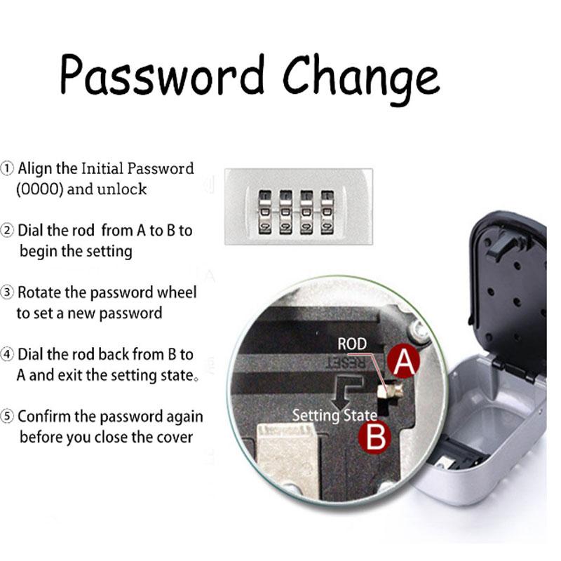 Cheap Key Lock Box Wall Mounted Aluminum Alloy Key Safe Box 4 Digit ...