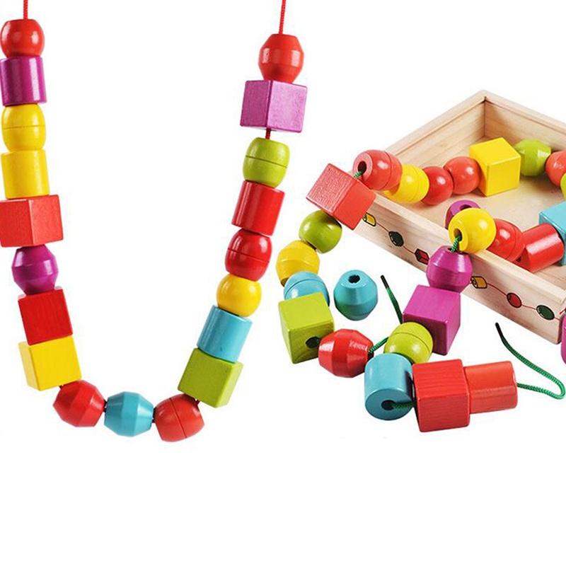 Buy Baby Puzzle Rope String Beads Wooden Toys Early Education Cognitive ...