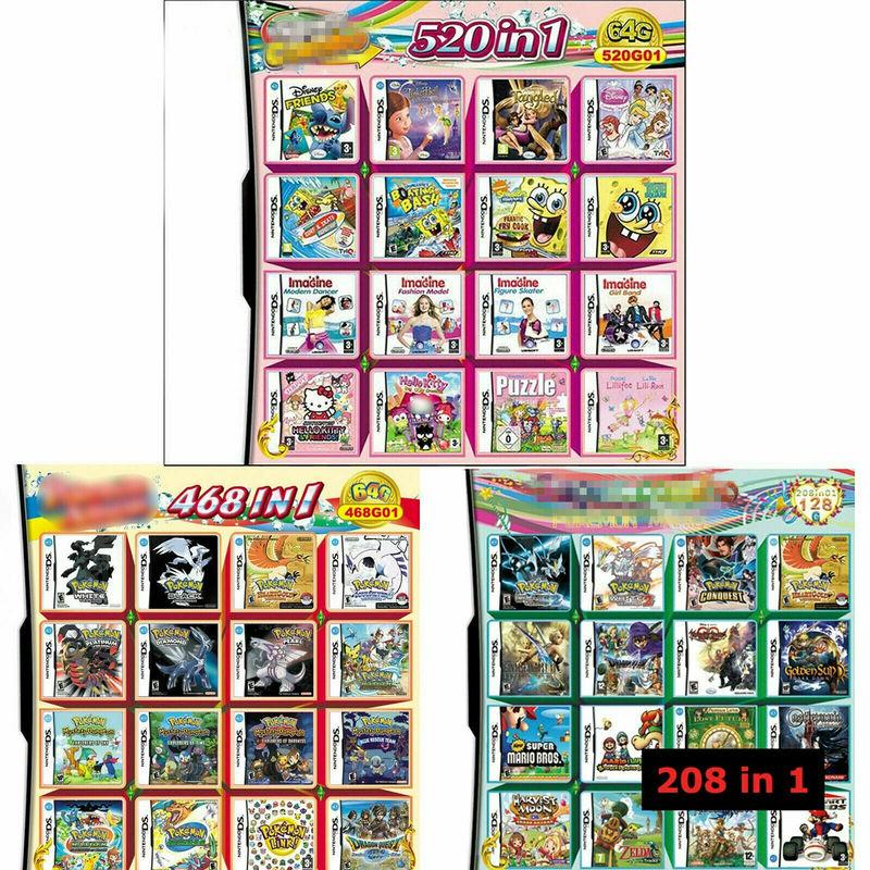 Buy Portable 208/468/482/486/488//500/502/520 In 1 Game Card Cartridge ...