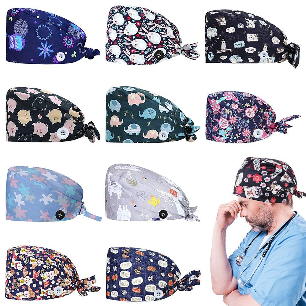 Adjustable Ear Protection Headband Hood Elastic Nurse Cap With Button ...