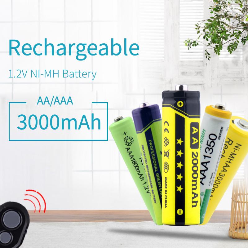 Buy 4Pcs AA Battery AAA Batteries 3000mAh Ni-MH Rechargeable Batteries ...