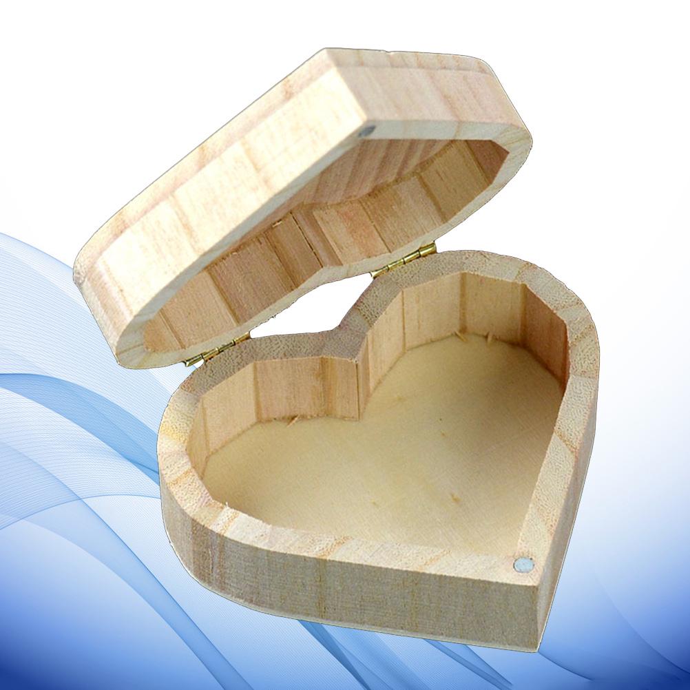 Buy Wooden Storage Box Heart Shaped Organizer Wood Case for Gift ...