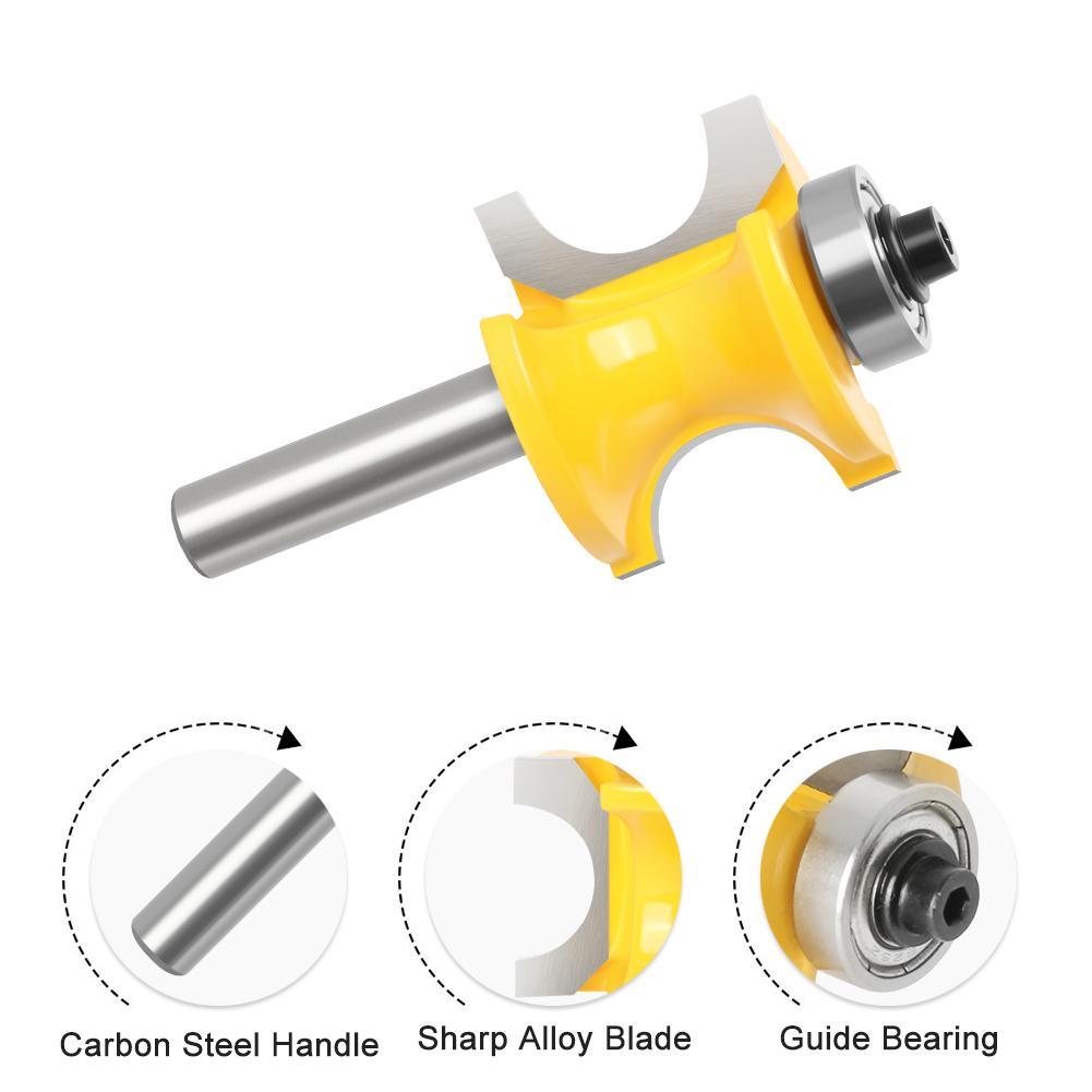 Satın alın 6mm/6.35mm/8mm Bullnose Half Round Router Bit Set With ...