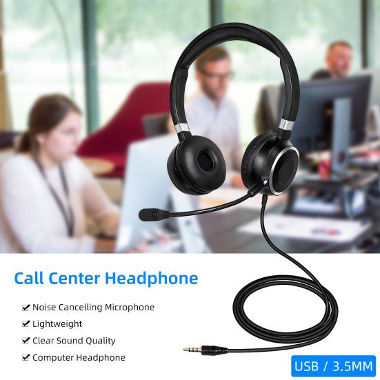 Buy Convenient Microphone USB PC Headphone Skin-friendly Portable Call ...