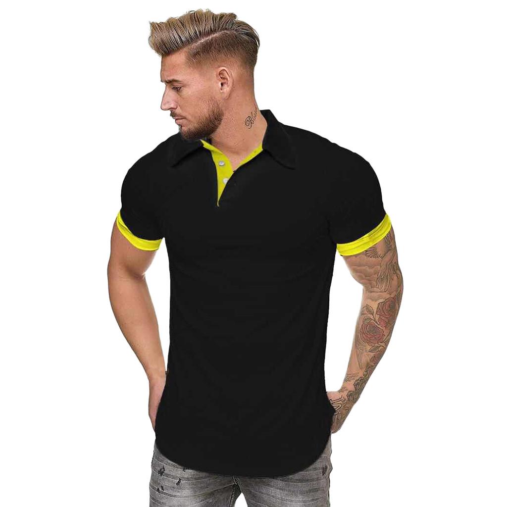 Buy Men's Fashion Double Color T-Shirts Patchwork Shirt Blouses at ...