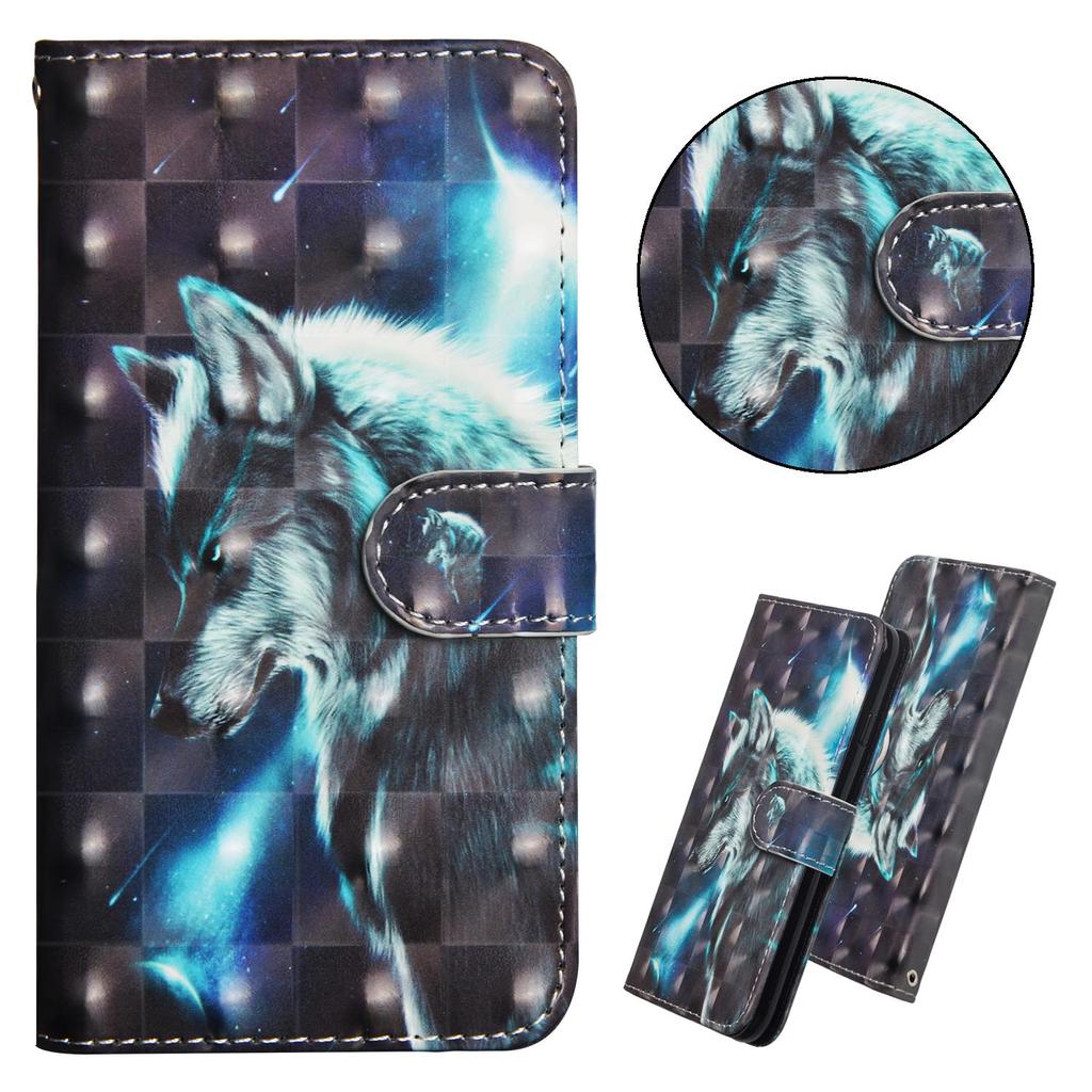 Unique 3D Wolf Painted Flip Cover Holster Card Slots Protection Case ...