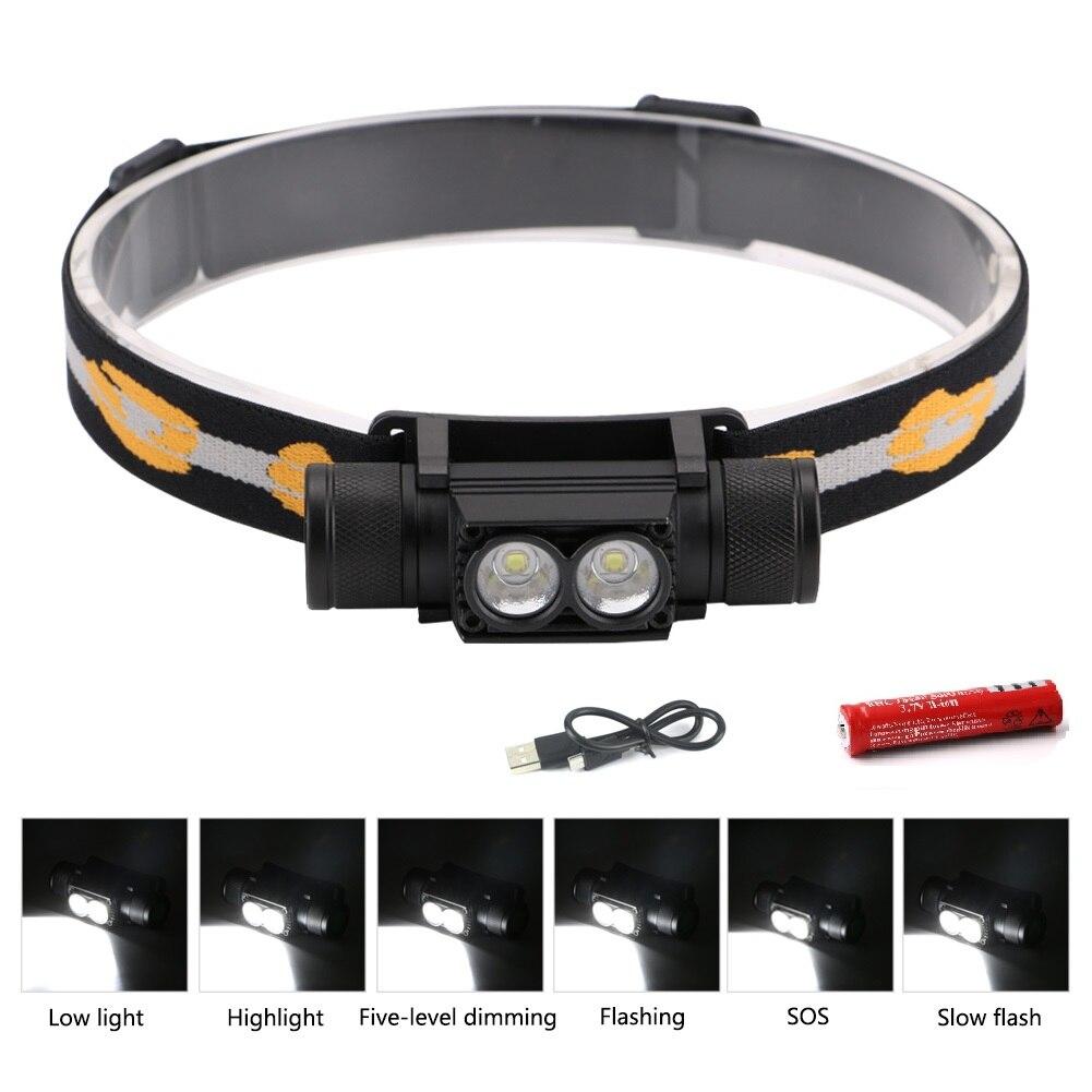 Satın alın LED Headlamp USB Charging Interface Cycling Headlight 6 ...