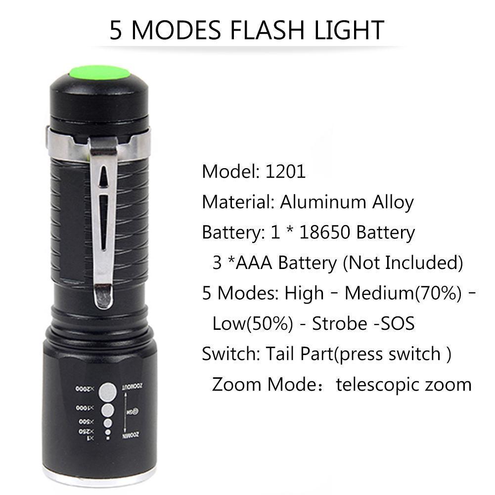 Buy Zoomable X-XML T6 Flashlight 10000 Lumens 5 Modes 18650 AAA Tactical Torch & at affordable ...