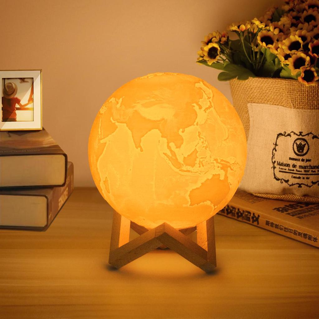 Buy 3D Print Rechargeable Planet Earth Lamp LED Night Light Creative ...