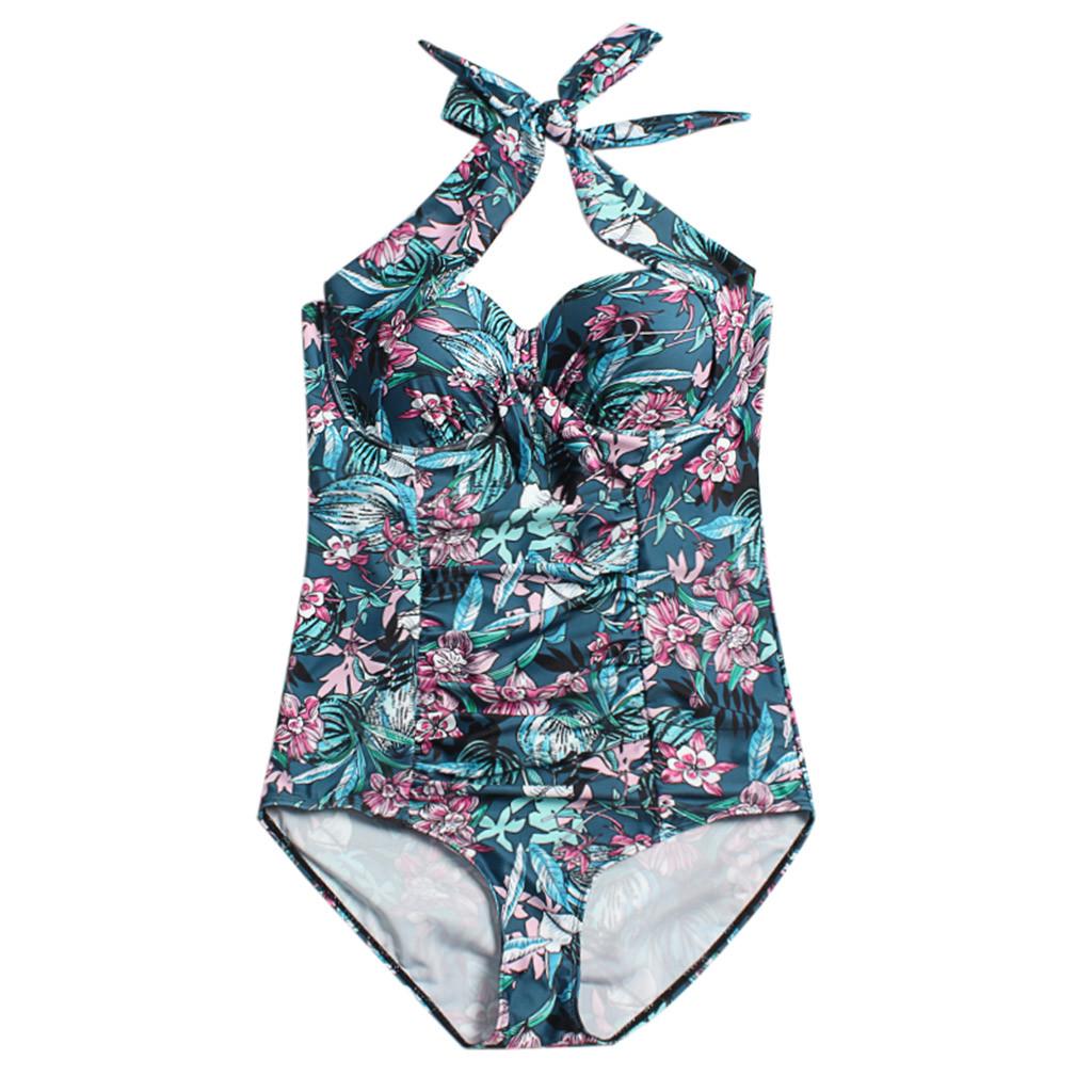 Buy Women One Piece Print Push Up Bikini Beach Monokini Swimsuit ...