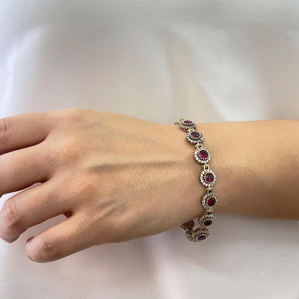 Cheap 5mm Ruby Ottoman Design Ruby Silver Bracelet, Authentic Vintage ...