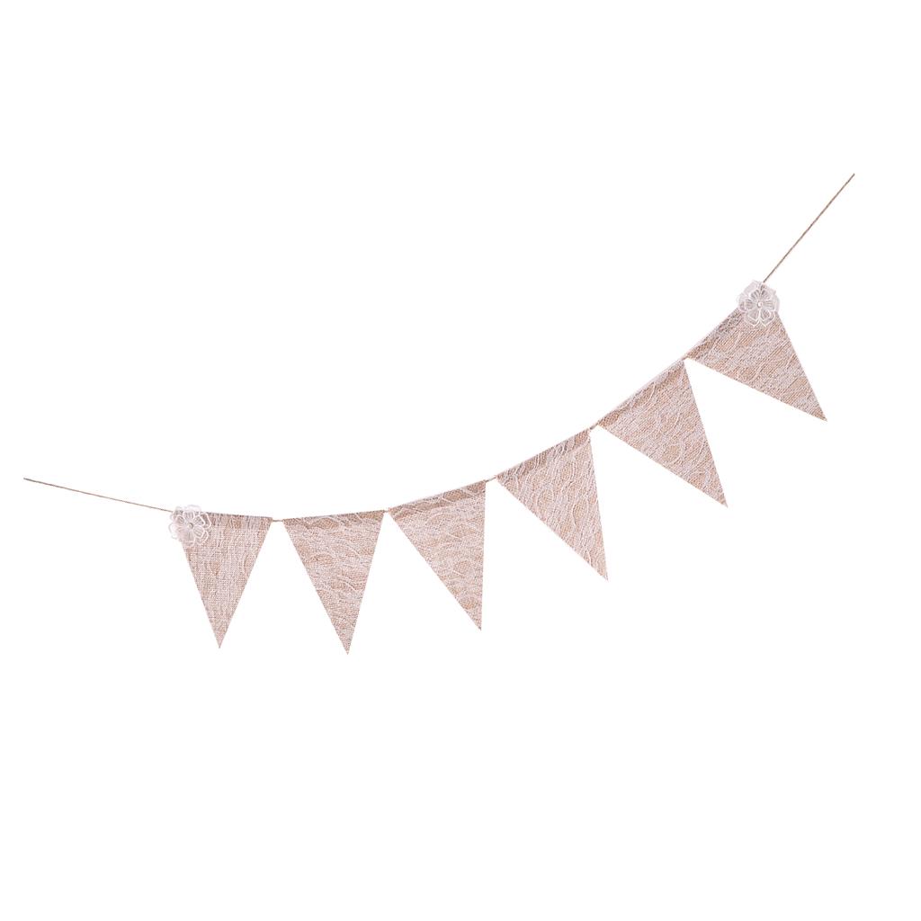 Buy Hessian Burlap White Floral Lace Pennant Bunting Banner Party Wall ...