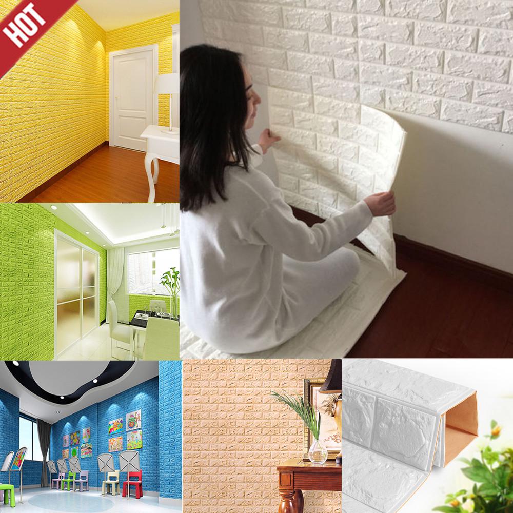 Buy PE Foam 3D Wallpaper DIY Wall Stickers Wall Decor Embossed Brick ...