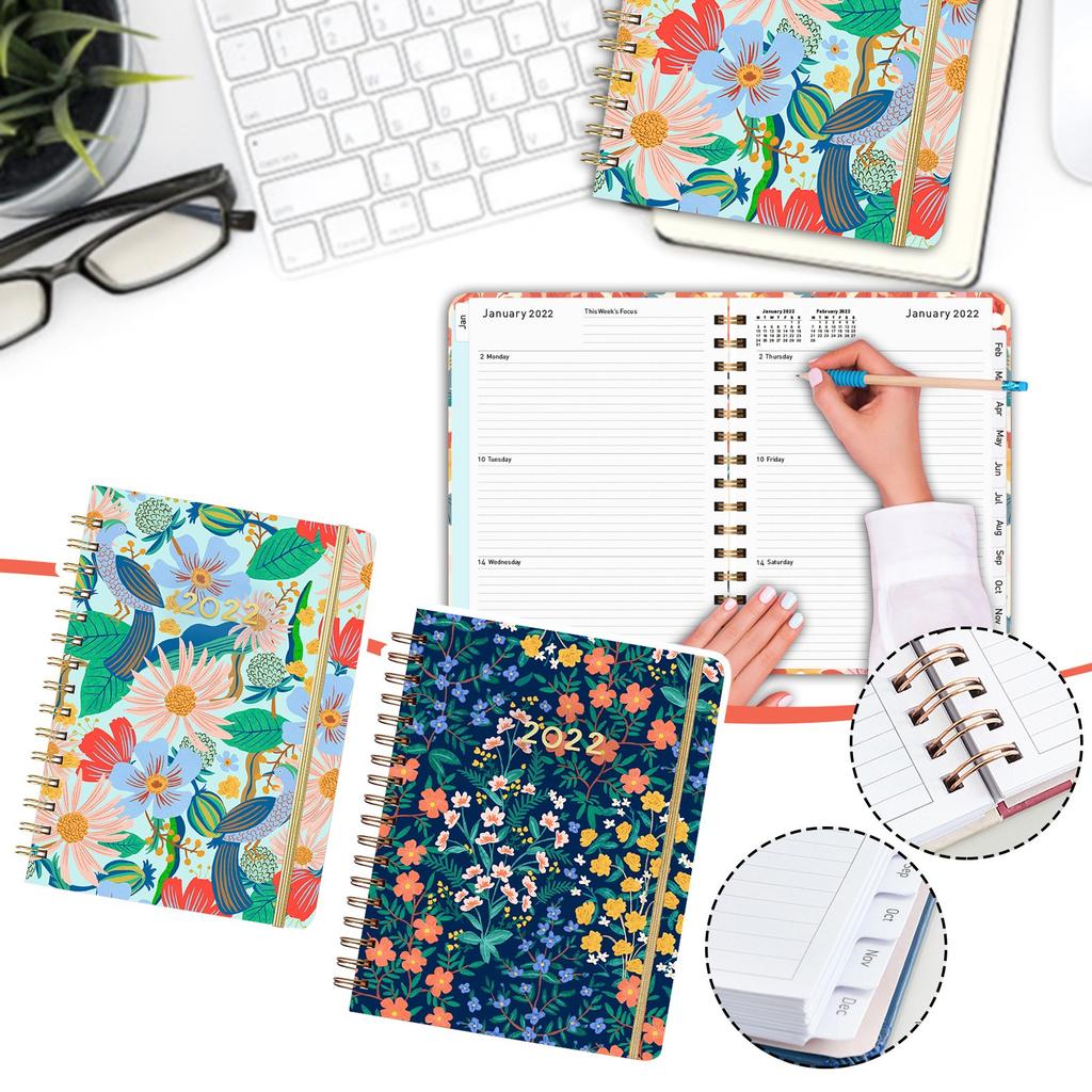 Buy Loose-leaf Calendar Book Thickened 2022 English A5 Schedule Gold ...