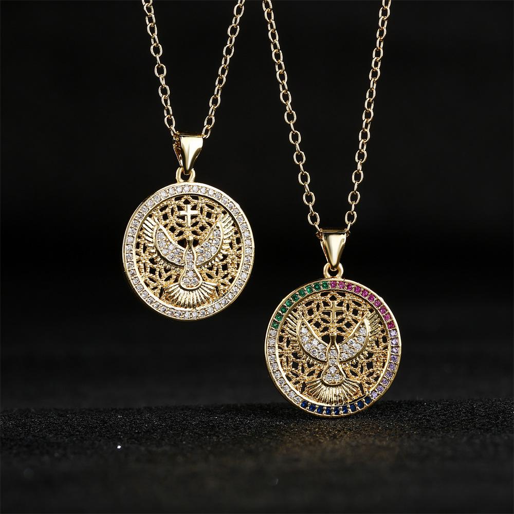 Buy 2022 New Fashion Eagle Pattern Round Pendant Necklace for Women Men ...