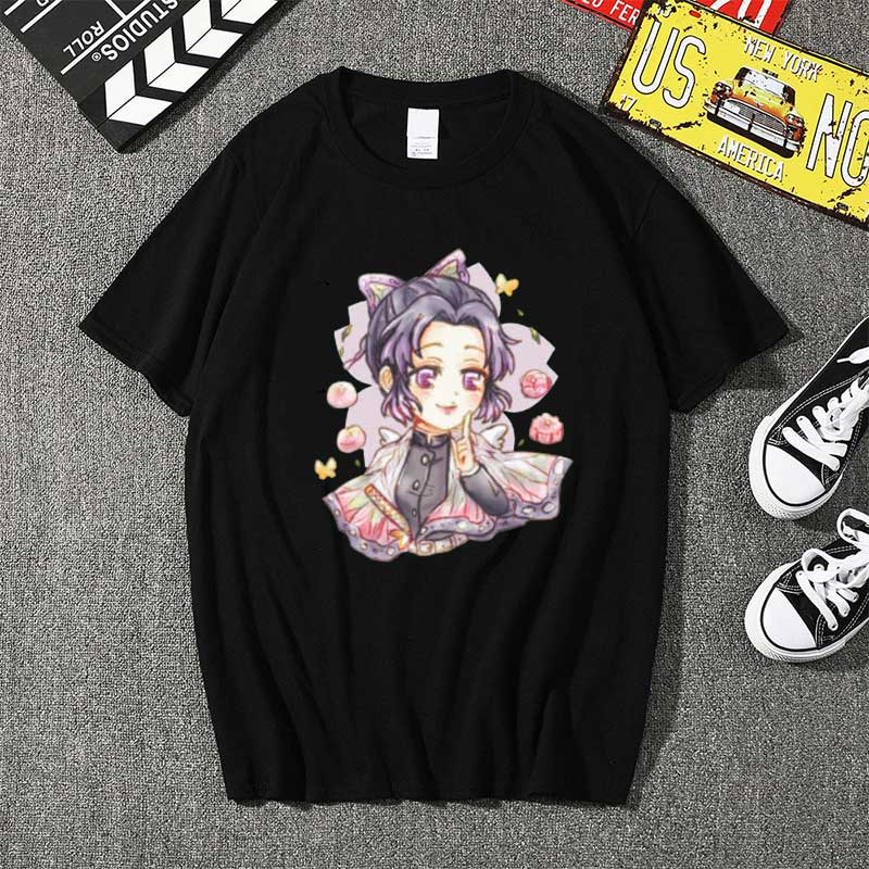 Buy Kimetsu No Yaiba Shinobu Kocho with Wagashi T Shirt Men Kawaii Tops Cartoon Karate Graphic ...