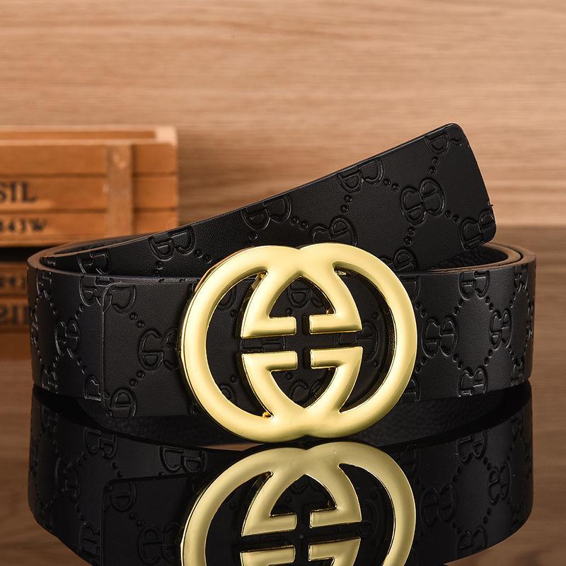 Buy Luxury Men Belts Cowskin Genuine Leather Double G Letter Buckle ...